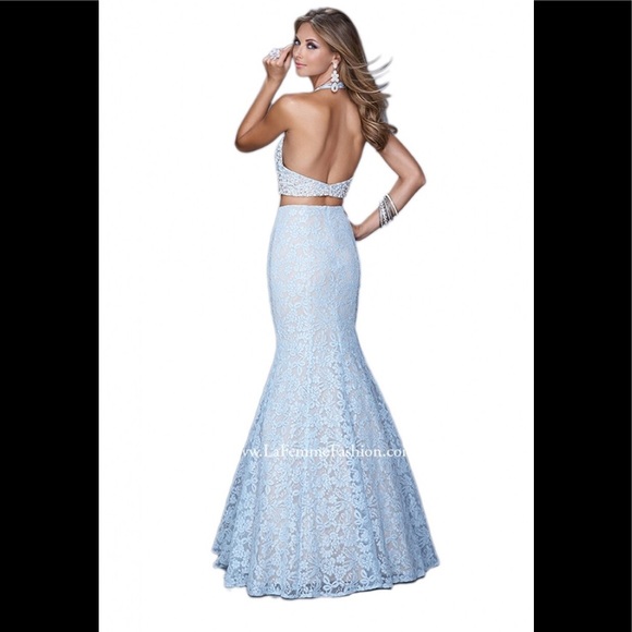 La Femme | Dresses | Powder Blue Lace Pearlaccent Twopiece | Poshmark